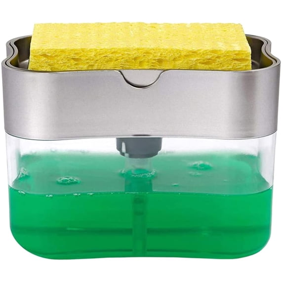 2-in-1 Multi-function Dishwashing Soap Dispenser Sponge Holder Set,Box ...