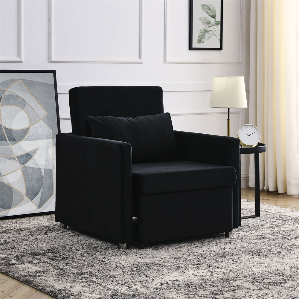 2-in-1 Multi-functional Velvet Sofa Chair Bed, Modern Convertible Sofa ...
