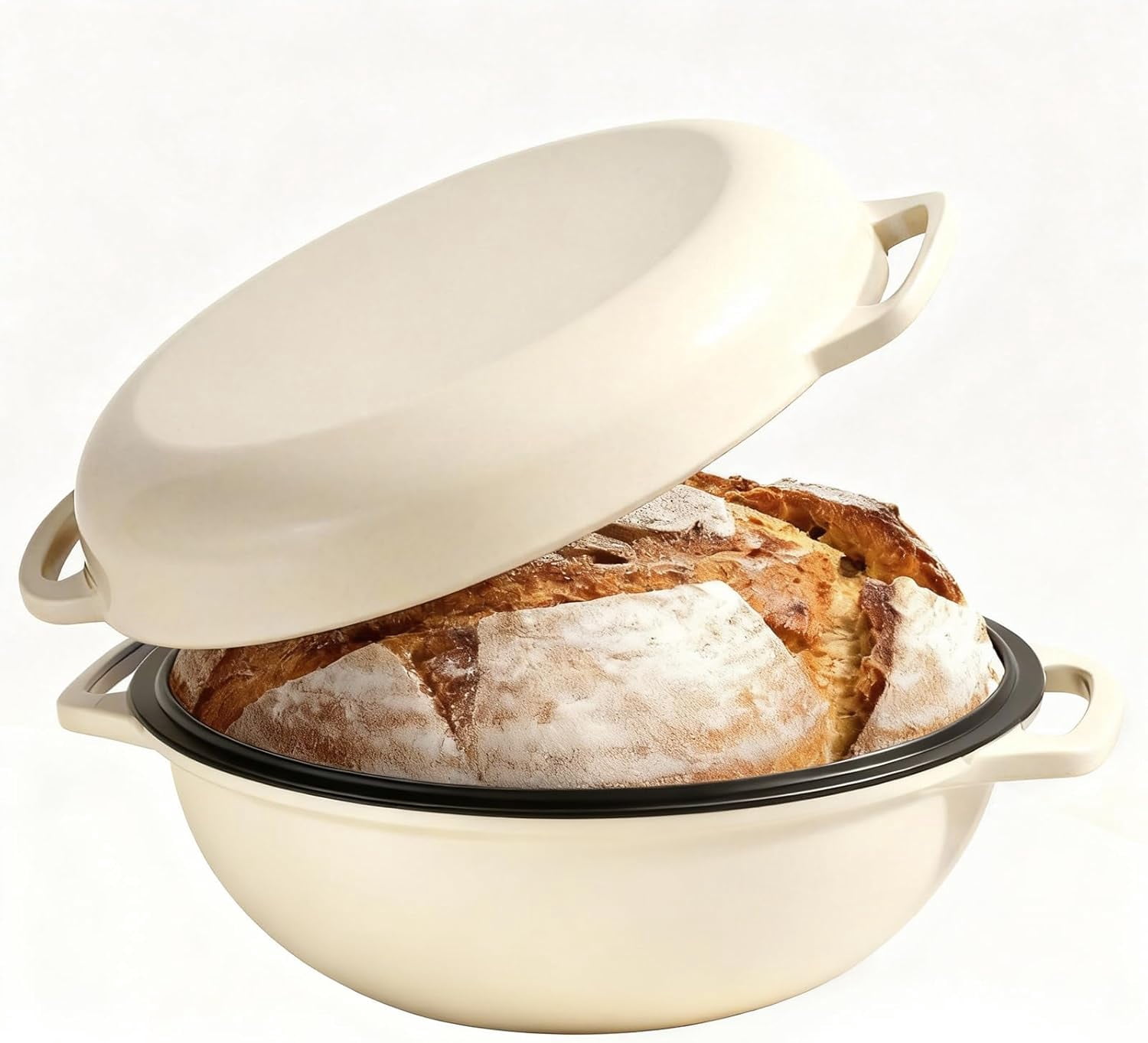 2-in-1 Multifunctional Enameled Cast Iron Dutch Oven, 6QT Loaf Pan with ...