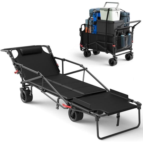 2-in-1 Multifunctional Folding Wagon Carts,Convertible Beach Chair ...