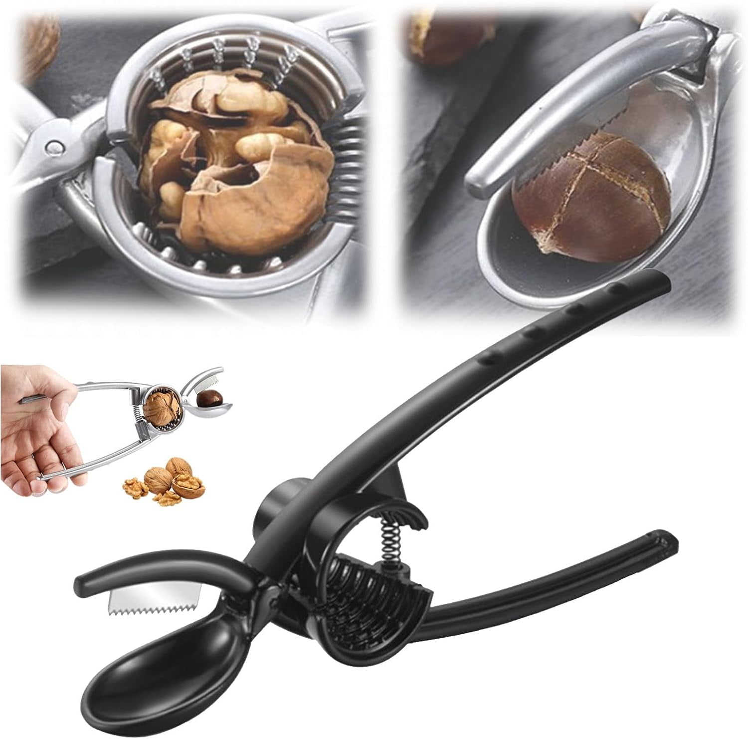 2-in-1 Nut Cracker Walnut,Chestnut Cutter Tool,Heavy Duty Nut Crackers ...