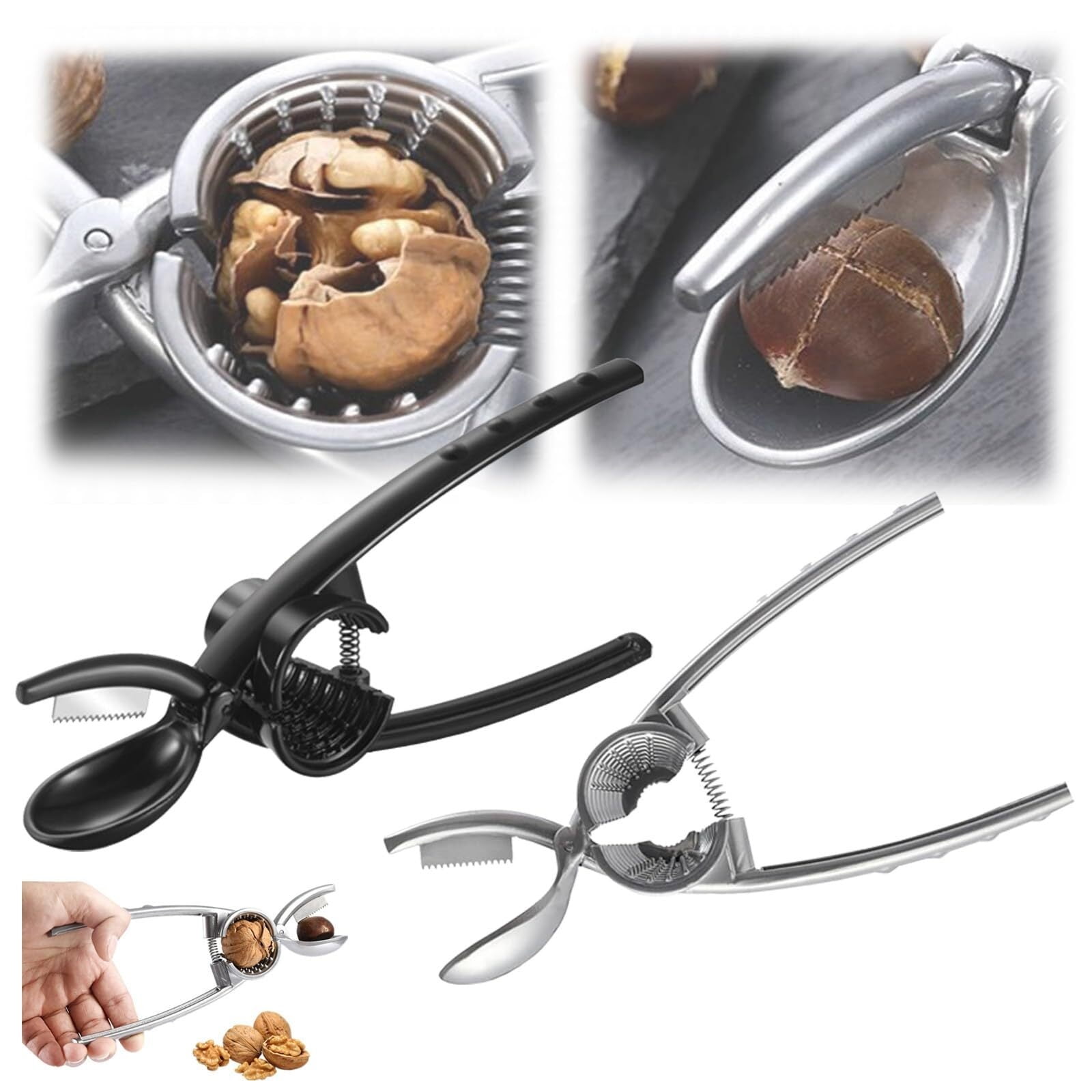 2-in-1 Nut Cracker Walnut,Chestnut Cutter Tool,Heavy Duty Nut Crackers ...