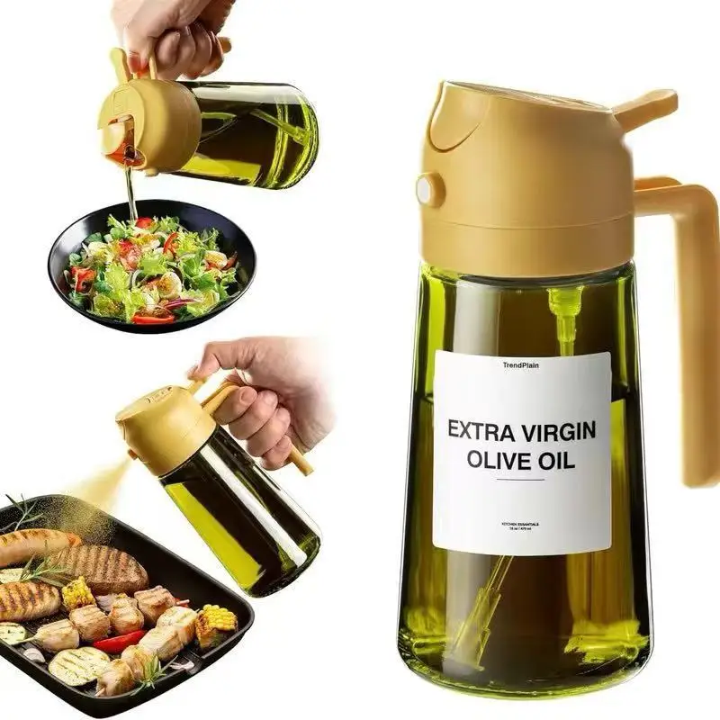 2-in-1 Oil Spray Bottle - Kitchen Cooking Dispenser for Olive Oil ...