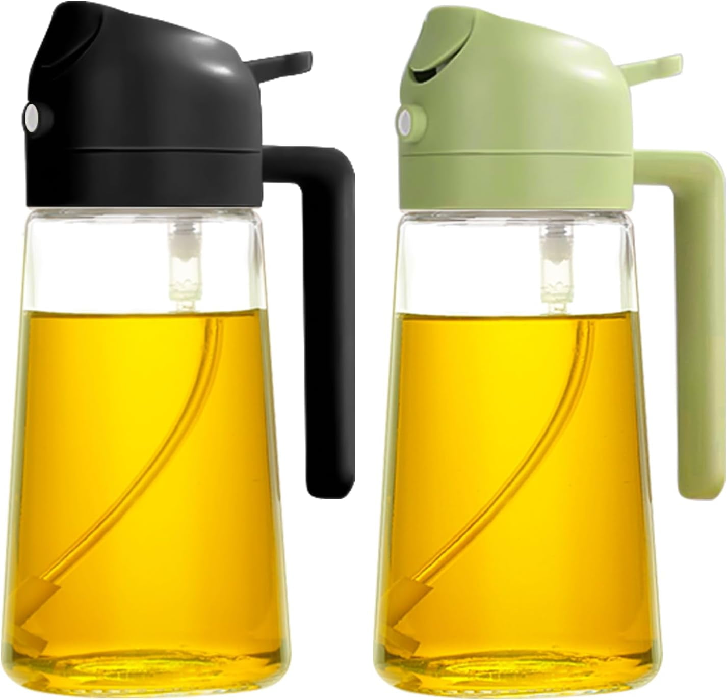 2-in-1 Olive Oil Dispenser and Sprayer, 16oz/470ml Glass Bottle with ...