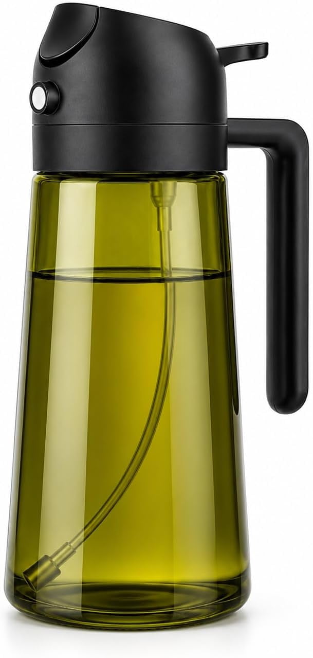 2-in-1 Olive Oil Sprayer & Dispenser, Leakproof 16oz Refillable Glass ...