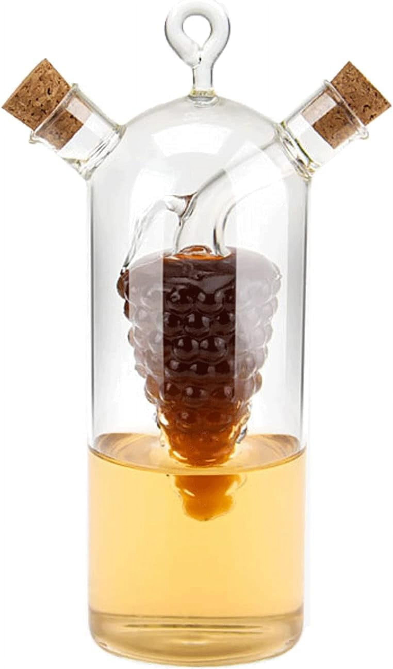 2 in 1 Olive Oil Vinegar Dispenser Cruet, Clear Glass Vinegar and Oil ...