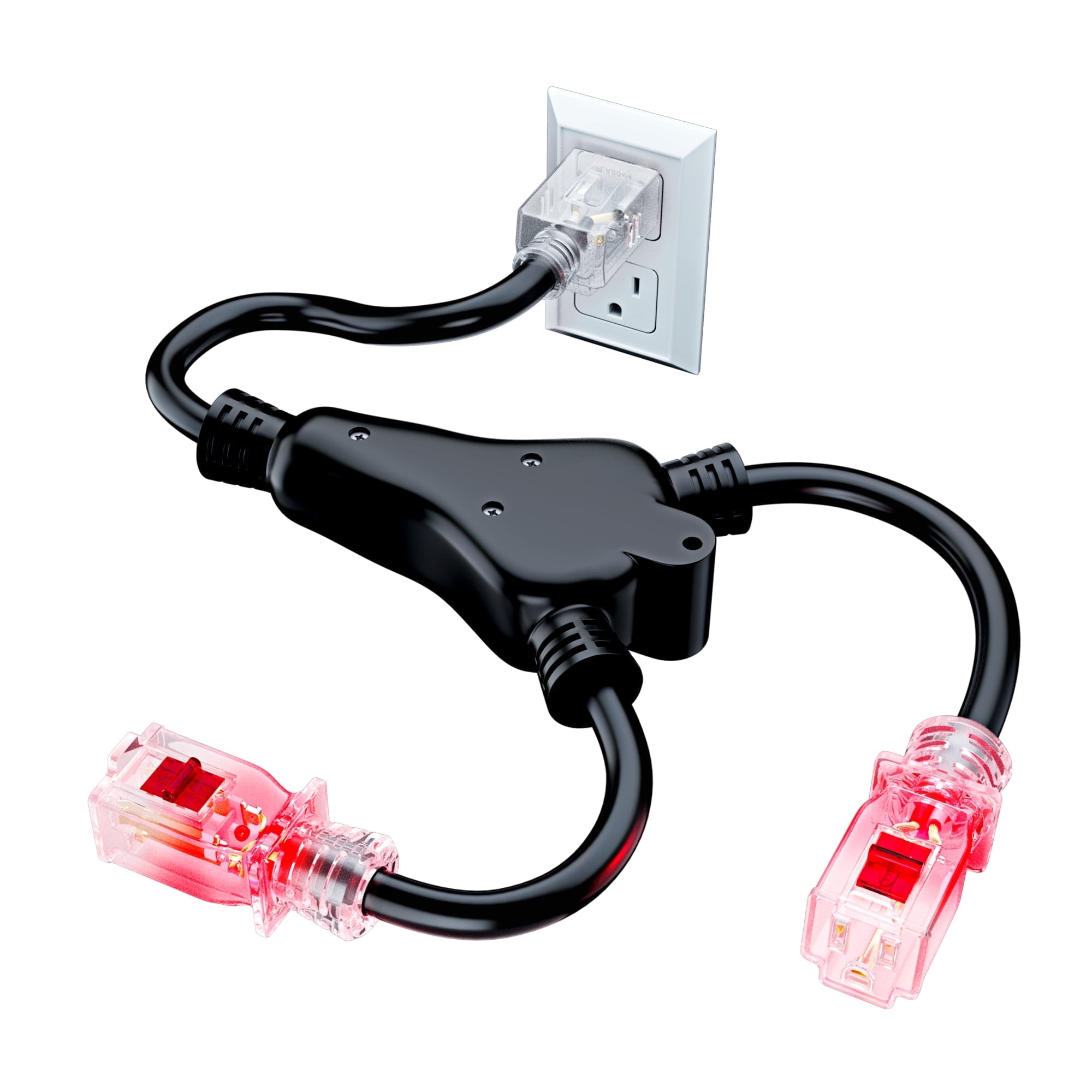 2 in 1 Outlet Power SJTW Extension Cord Splitter with Lock Feature 1.5 ...