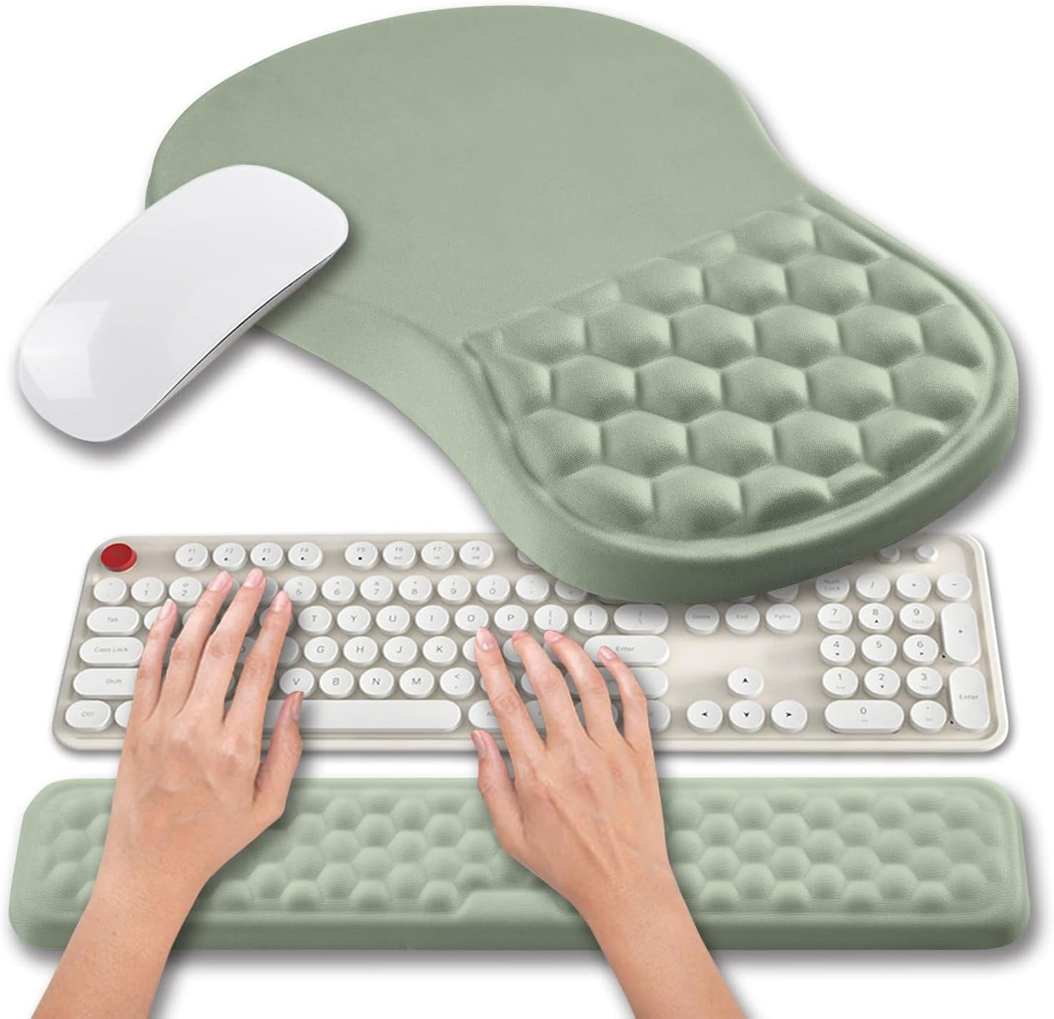 2 in 1 Pad Wrist Support & Wrist Rest for Computer Keyboard Set, with ...