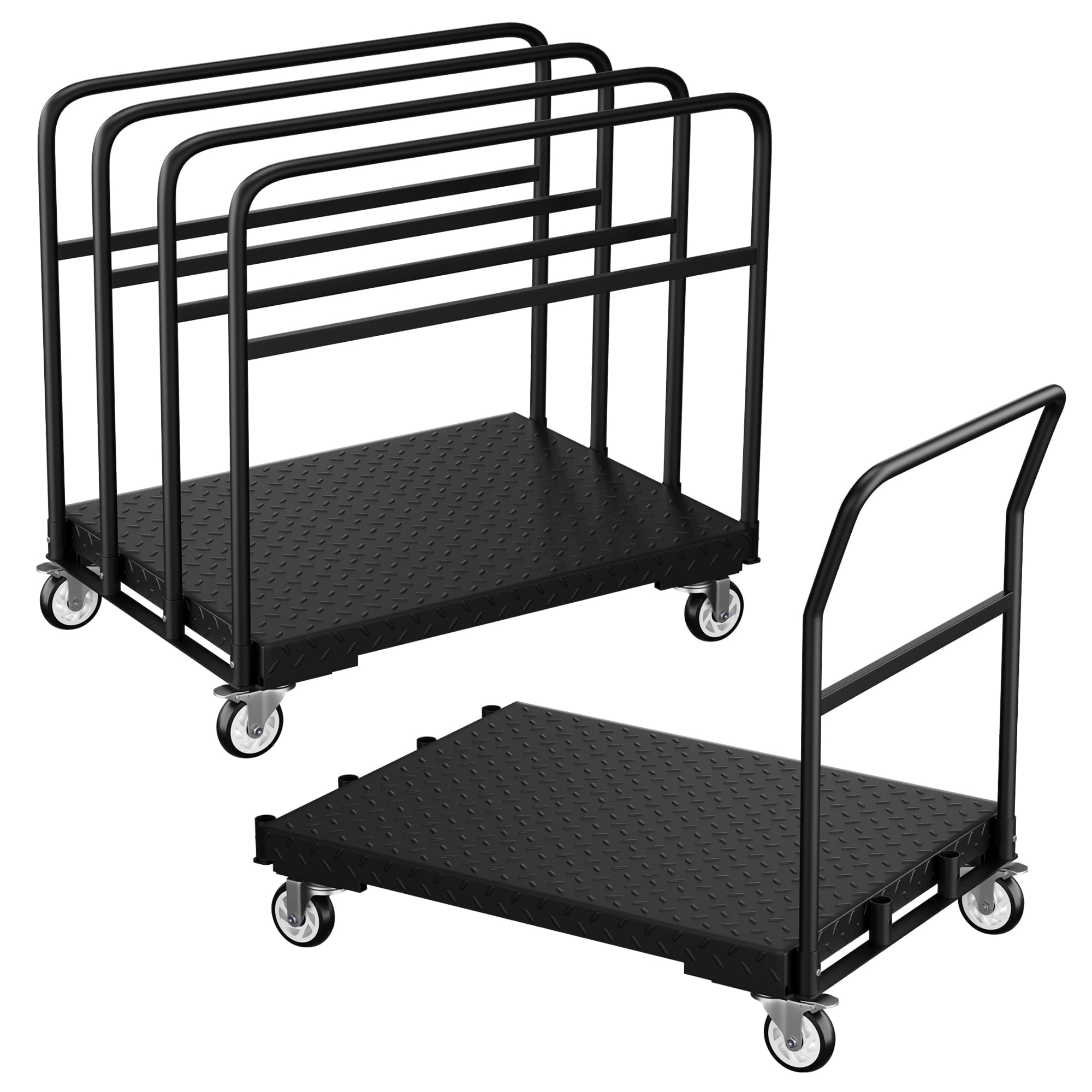 Panel Cart, 1500 LB Heavy Duty Flat Cart with 4 Wheels, Lumber and ...