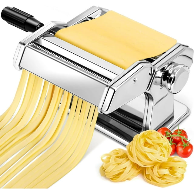 2-in-1 Pasta Maker with Cleaning Kit, Adjustable Thickness Settings ...