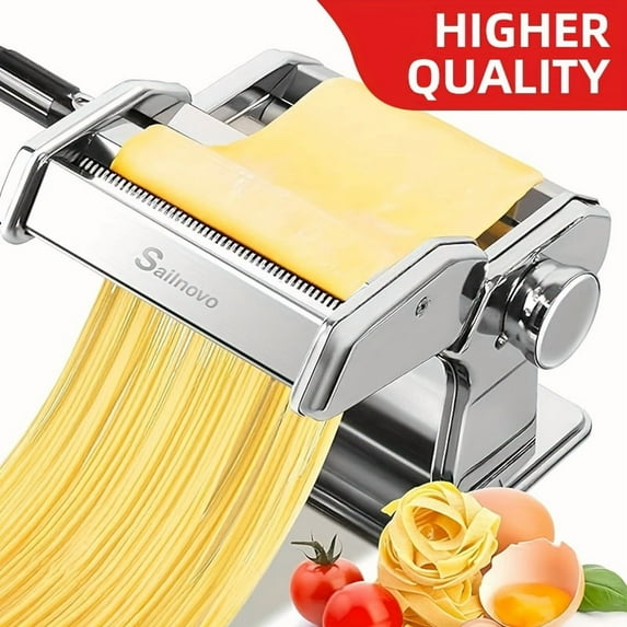 2-in-1 Pasta Maker Machine: 8 Thickness Settings for Spaghetti ...