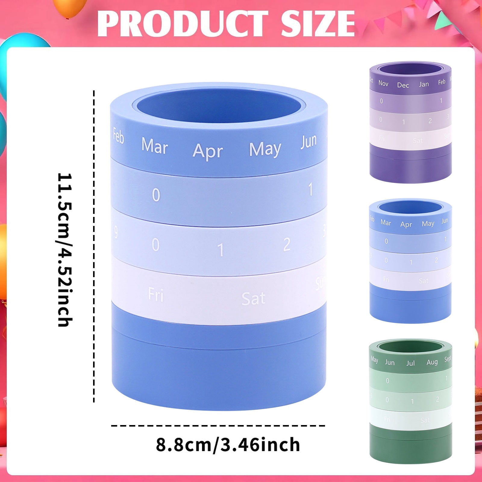 2-in-1 Pen Holder with Perpetual Calendar Rotating Desk Organizer for ...