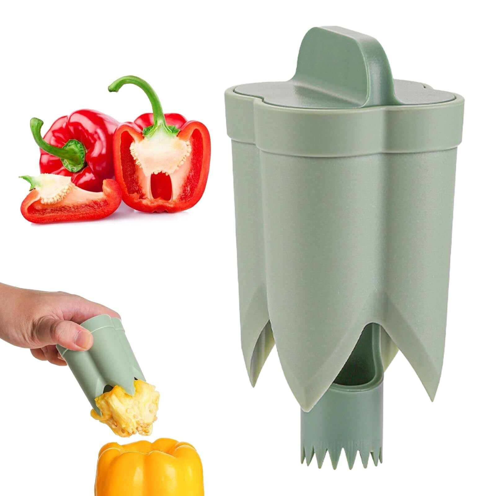2 in 1 Pepper Seed Corer Remover, New Bell Pepper Cutter Pepper Seed ...