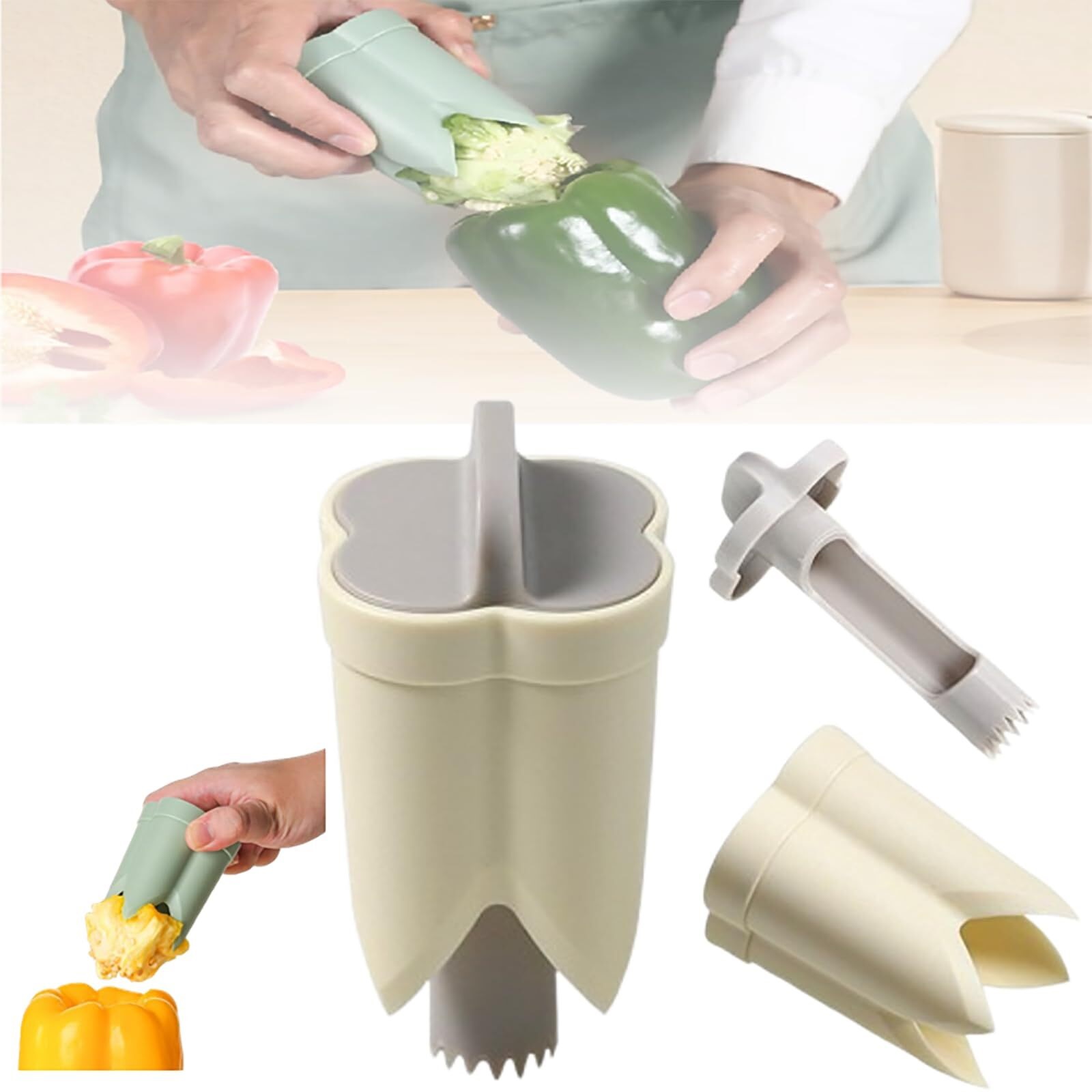 2 in 1 Pepper Seed Corer Remover Pepper Corer Seed Remover Tool Pepper ...