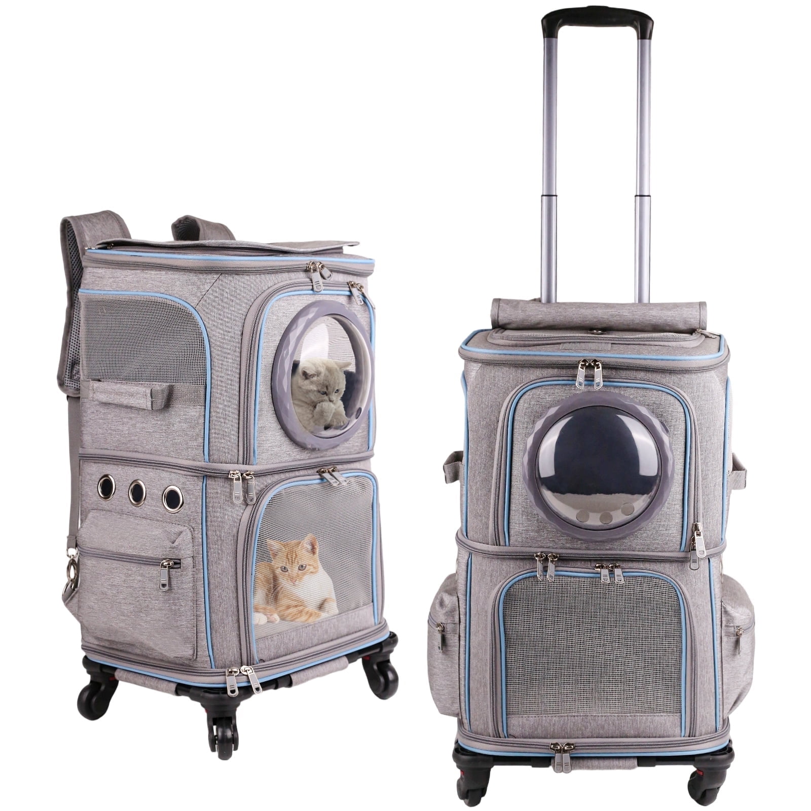 2-in-1 Pet Carrier Backpack for Two Cats or One Dog with Puller ...
