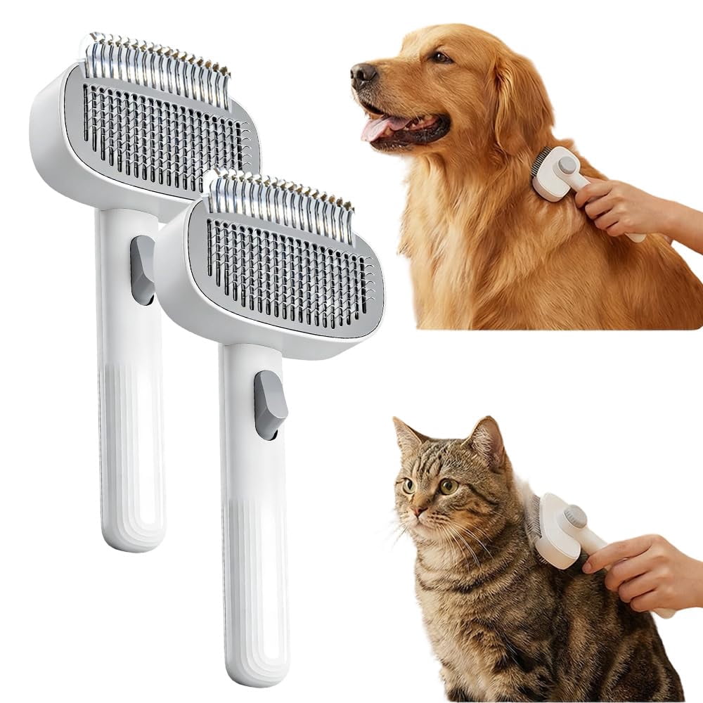2-in-1 Pet Self-Detangling & Grooming Comb, Cats & Dog Dematting Brush ...
