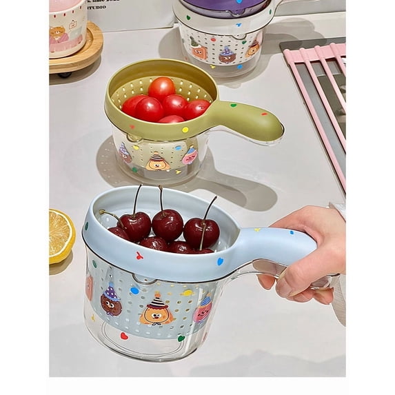 Winter Poetry Upgrade 2-in-1 Plastic Colander Bowl Set, Fruit Washing ...