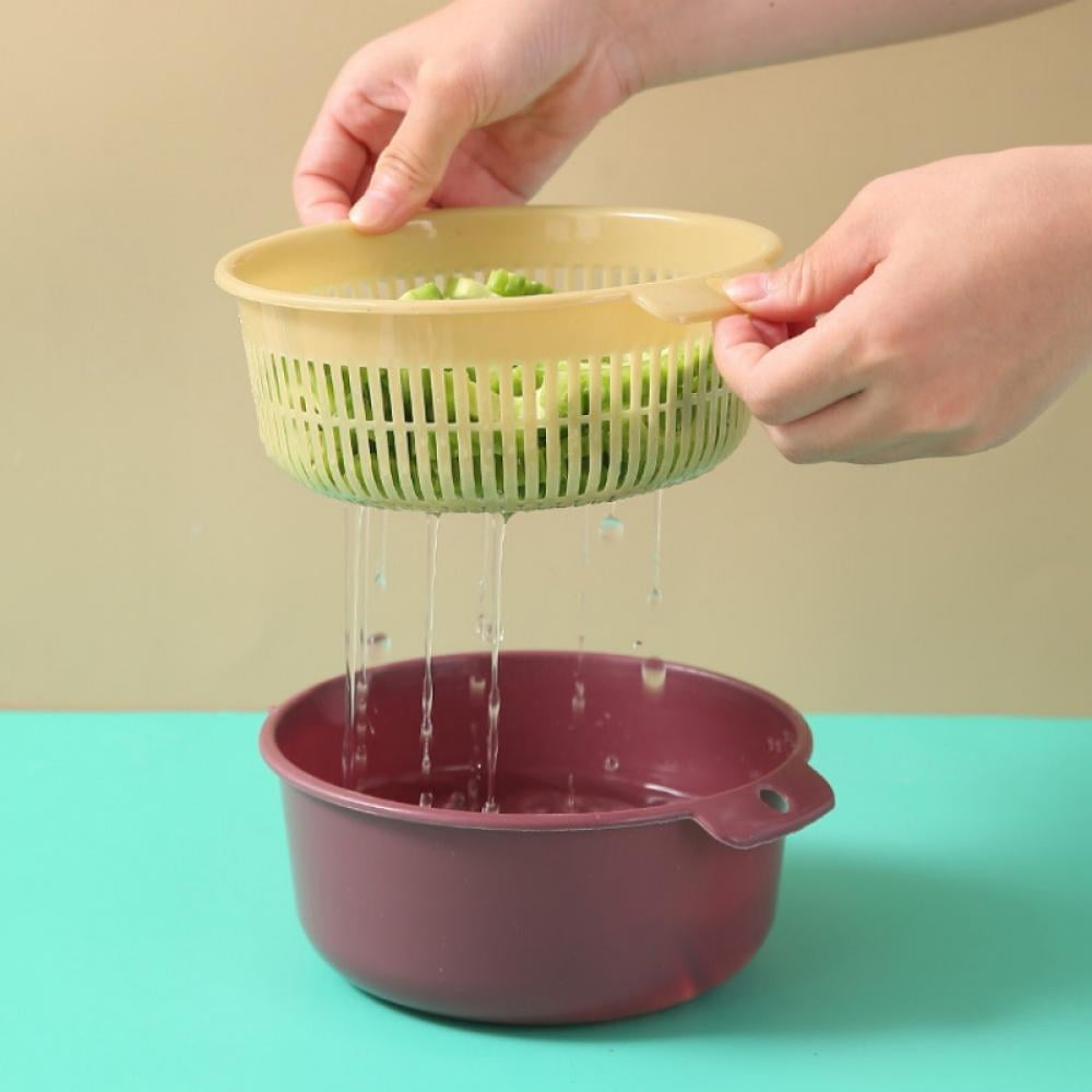 2 in 1 Plastic Kitchen Washing Baskets Double Layers PP Drainage Basket ...