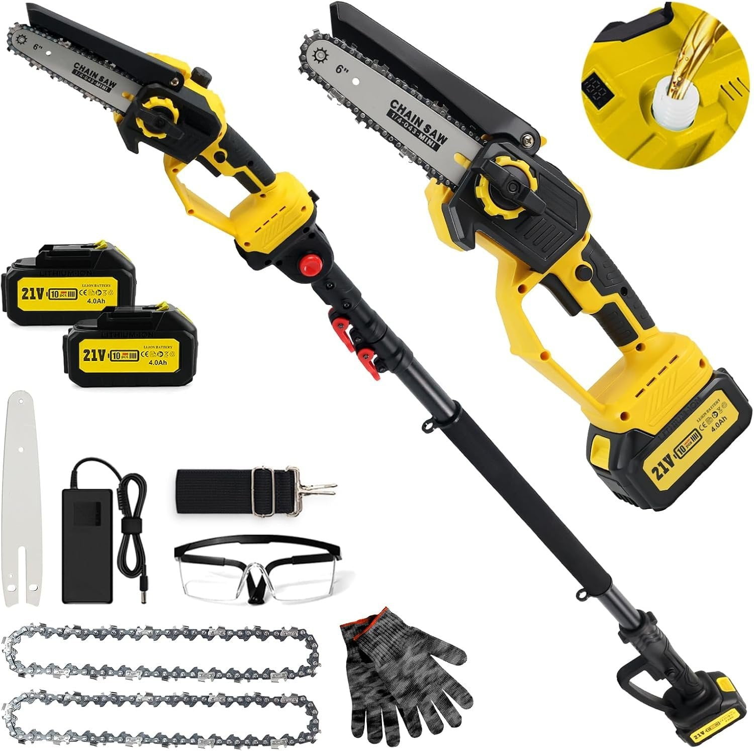 2-in-1 Pole for Tree Trimming,1200W Brushless Cordless Pole & 6 Inch ...