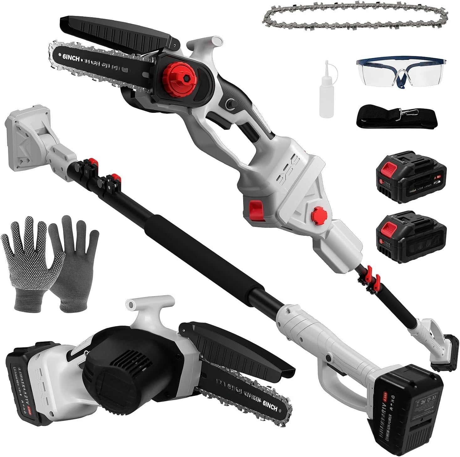 2-in-1 Pole for Tree Trimming, 6 Inch Cordless Mini with 15 FT ...