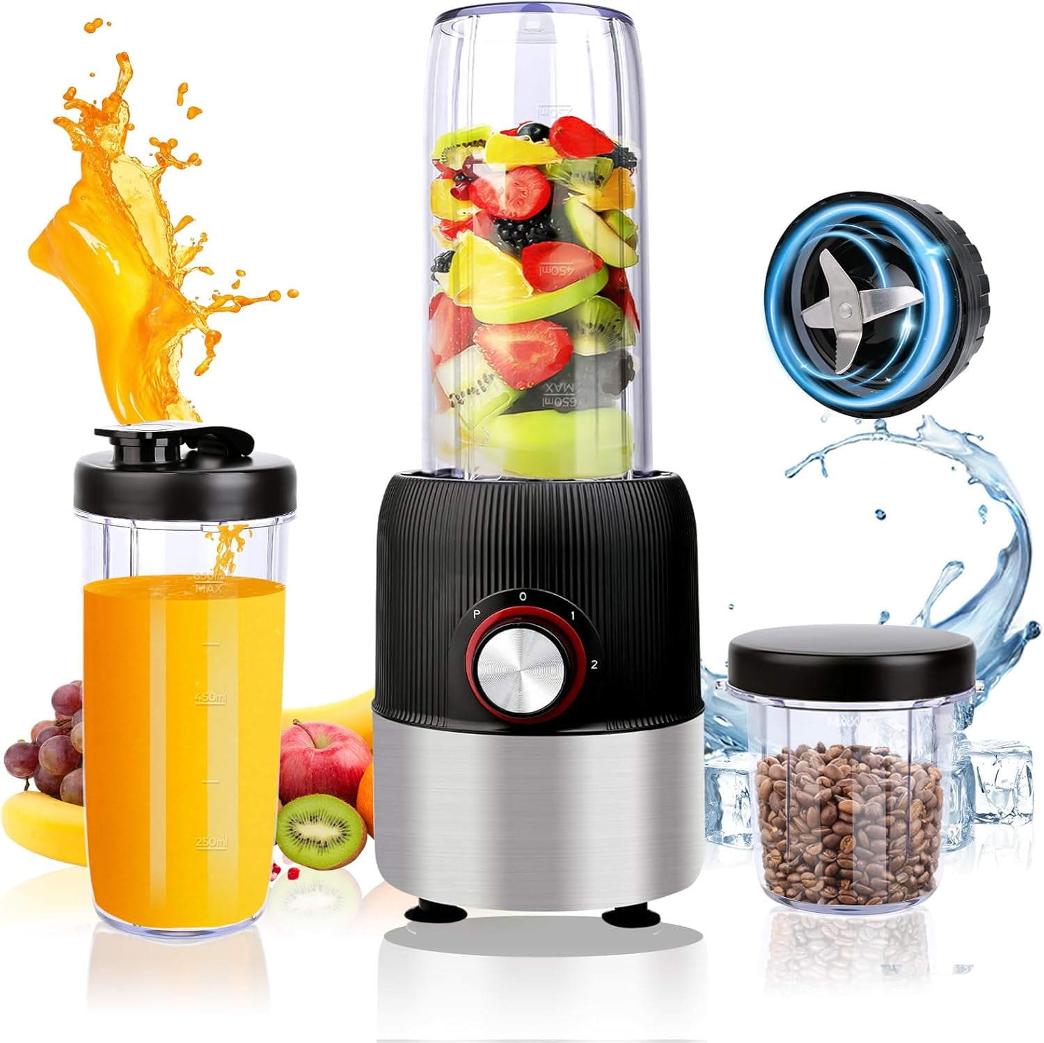 2-in-1 Portable Blender, 1000W Smoothie Maker with Travel Bottles ...