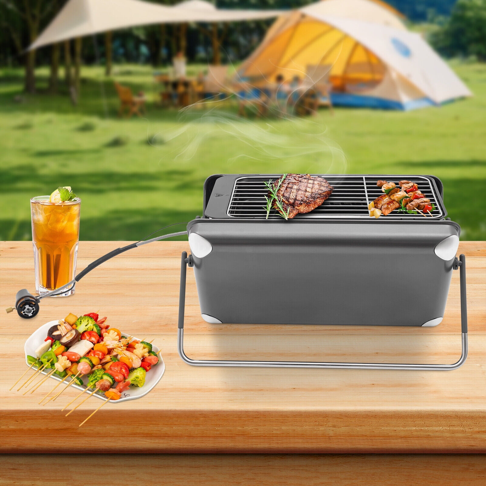 2-in-1 Portable Camping BBQ Grill Portable Camping Picnic Stove ...