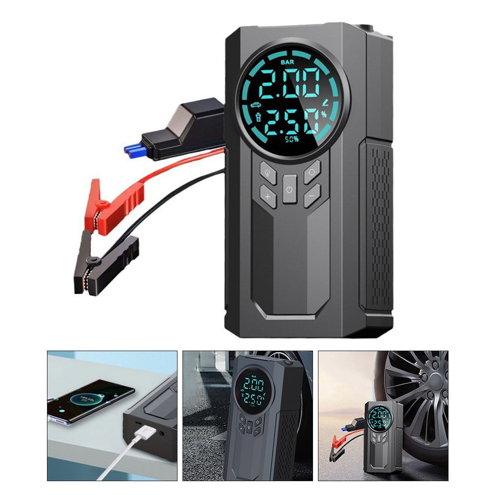 2-in-1 Portable Car For Jumper With Tire Inflator With Led Light Power ...