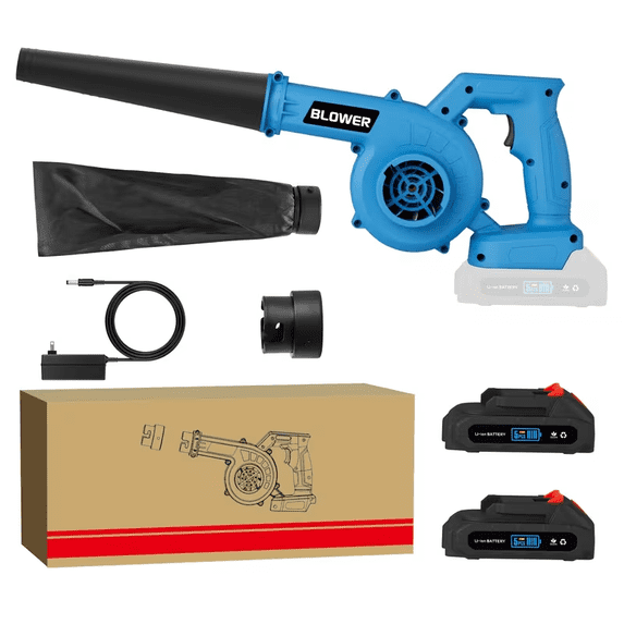 2-in-1 Portable Cordless Leaf Blower with 2 battery (blue) - Walmart.com