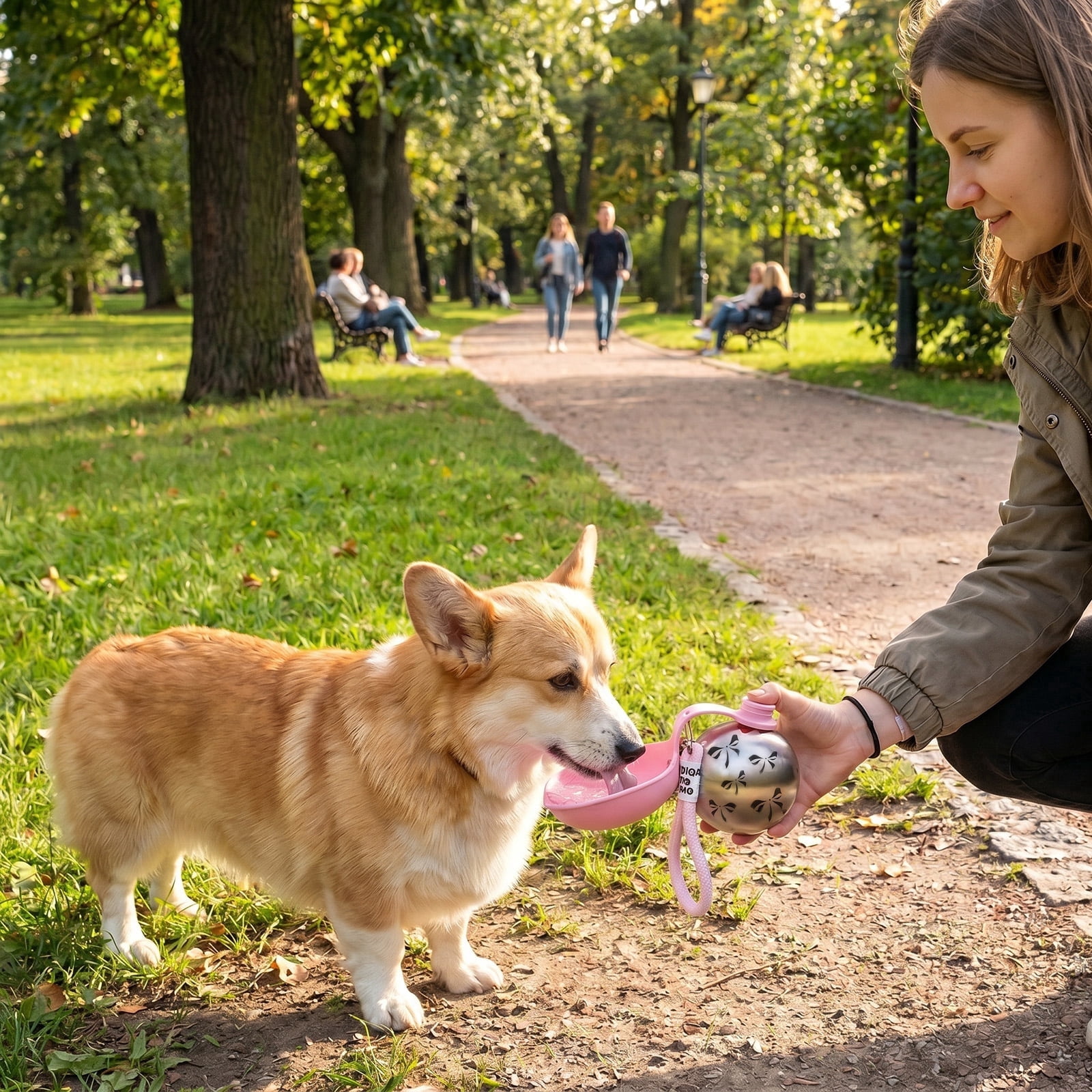 2 in 1 Portable Dog Water Bottle with Bowl 304 Stainless Steel Leak ...