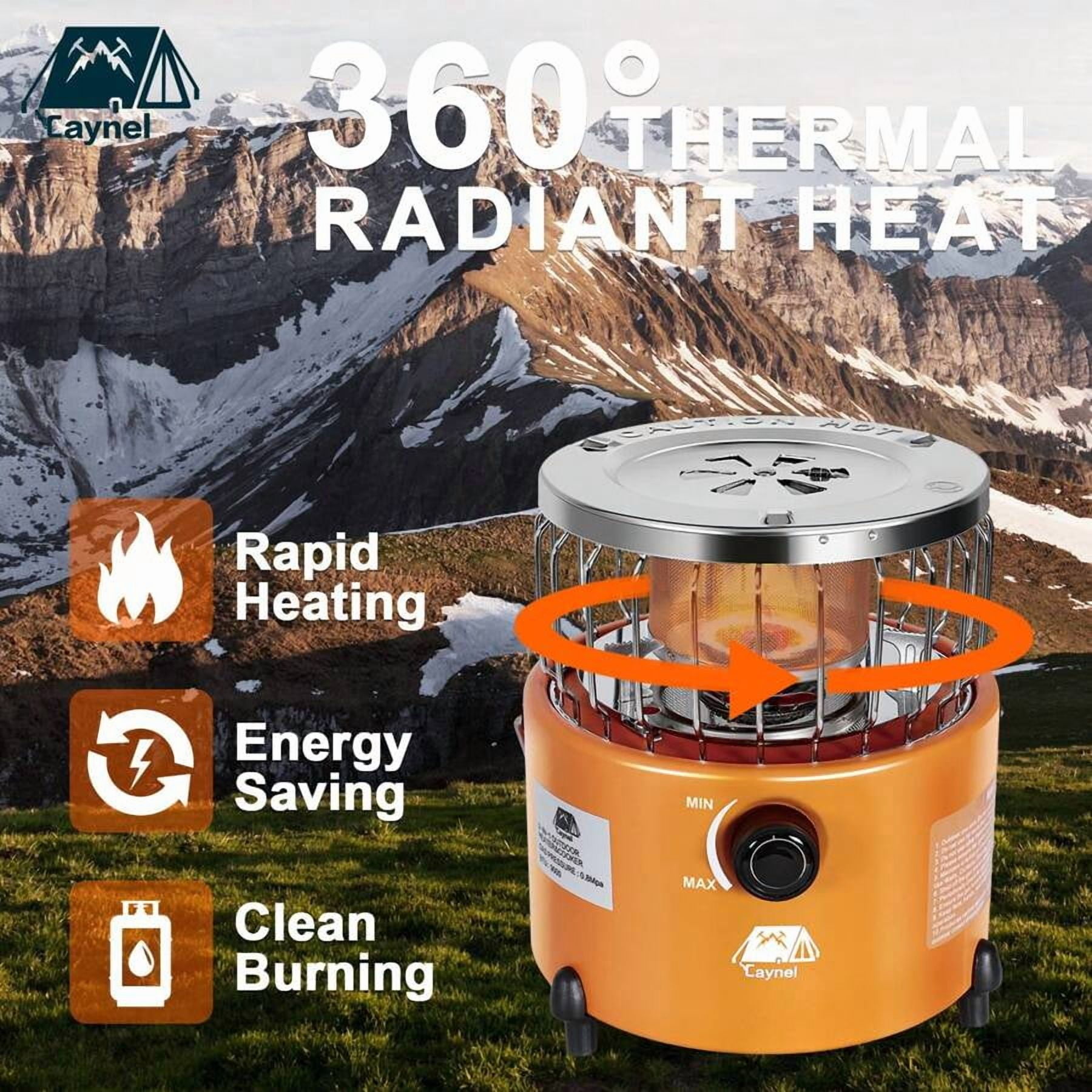 2-in-1 Portable Propane Heater & Stove for Outdoor Adventures, Adjustable Flame Control Camping ...