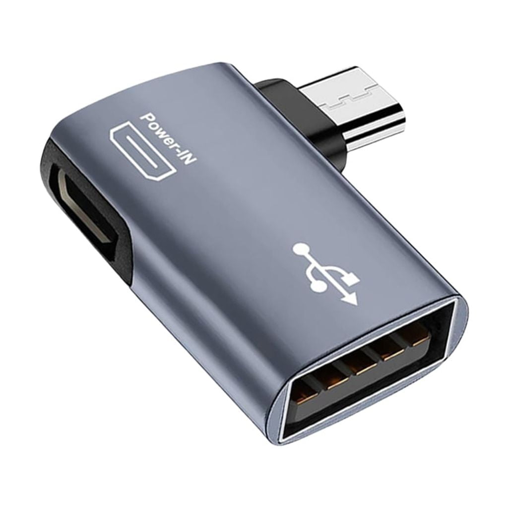2-in-1 Power-in Micro USB to USB OTG Cable Adapter 90 Degree Right/Left ...