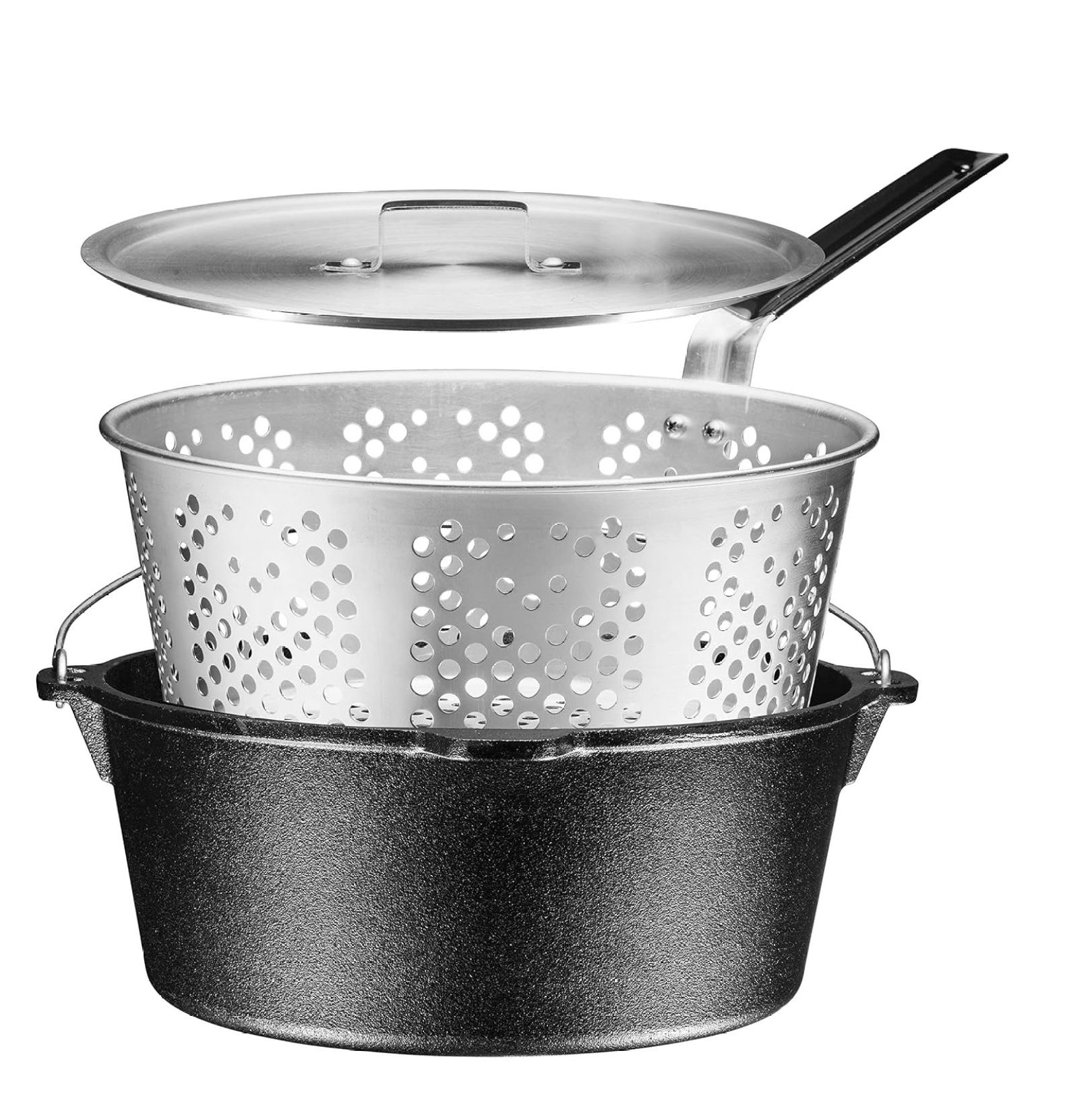 2-in-1 Pre-seasoned 9 Quart Cast Iron Dutch Oven Kitchen Utensils Set ...