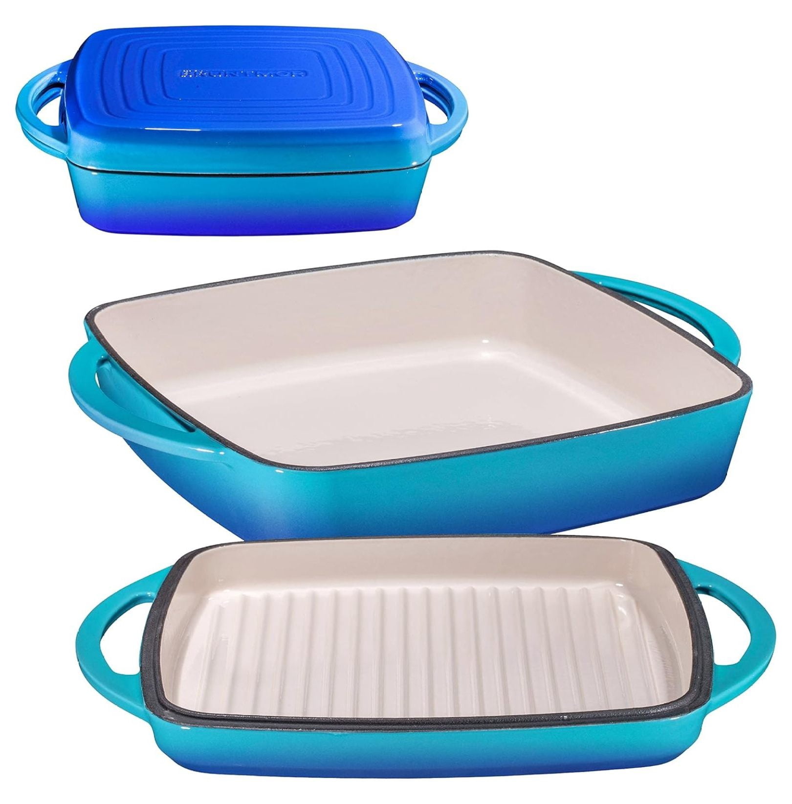 2-in-1 Pre-seasoned Square Cast Iron Dutch Oven With Dual Handles, Non ...
