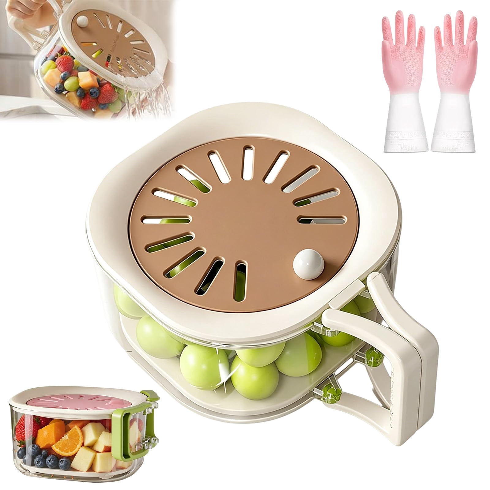 2-in-1 Produce Saver Container with Venting Lid, Fruit Washing Bowl and ...