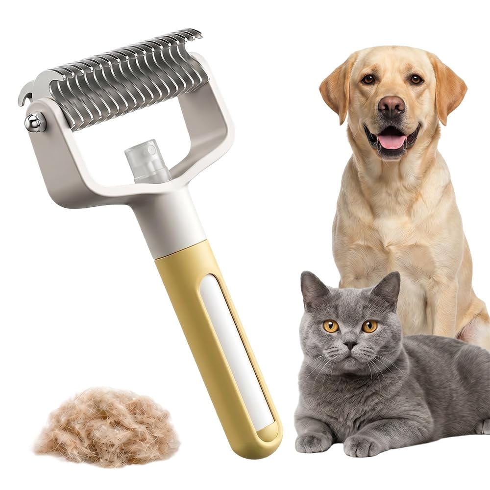 2 in 1 Professional Grooming Rake for Cats & Dogs-Dematting Comb for ...