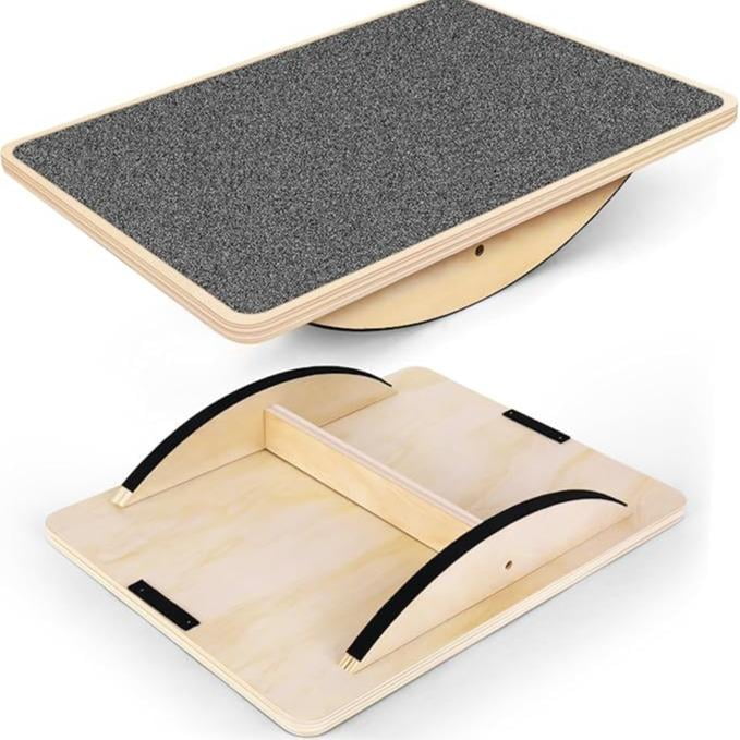 2-in-1 Professional Wooden Balance Board & Slant Board Four Adjustable ...
