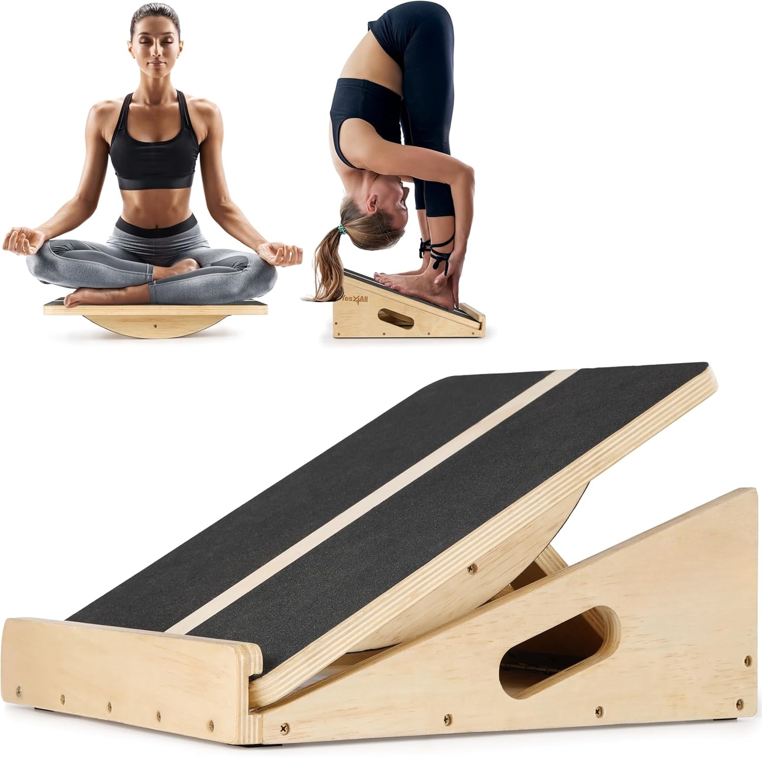2-in-1 Professional Wooden Balance Boards & Slant Board, 400 lb ...