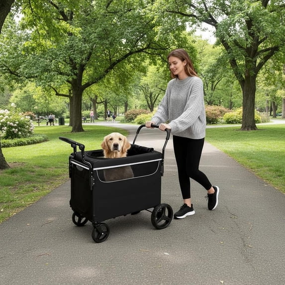 2‑in‑1 Push‑Pull Dog Wagon Stroller for Medium & Large Dogs, Heavy‑Duty ...