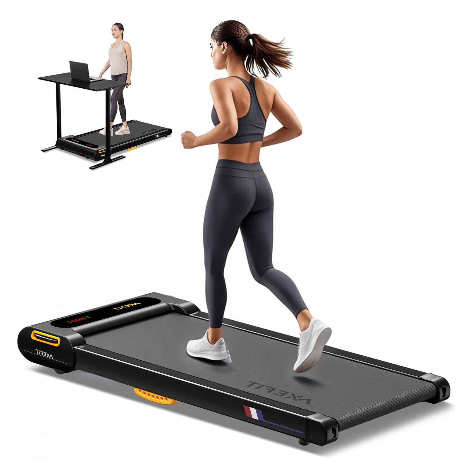 2 - in - 1 Quiet Portable Home Office Under Desk Walking Pad Treadmill ...