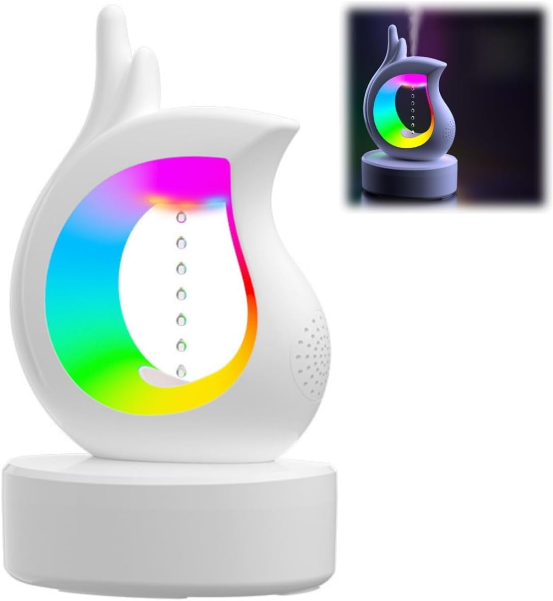 2-in-1 Raindrop Atomizer Humidifier with Bluetooth Speaker,7-Color ...