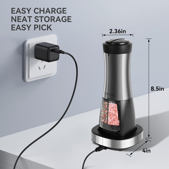 2 in 1 Rechargeable Electric Salt and Pepper Grinder Set - Walmart.com
