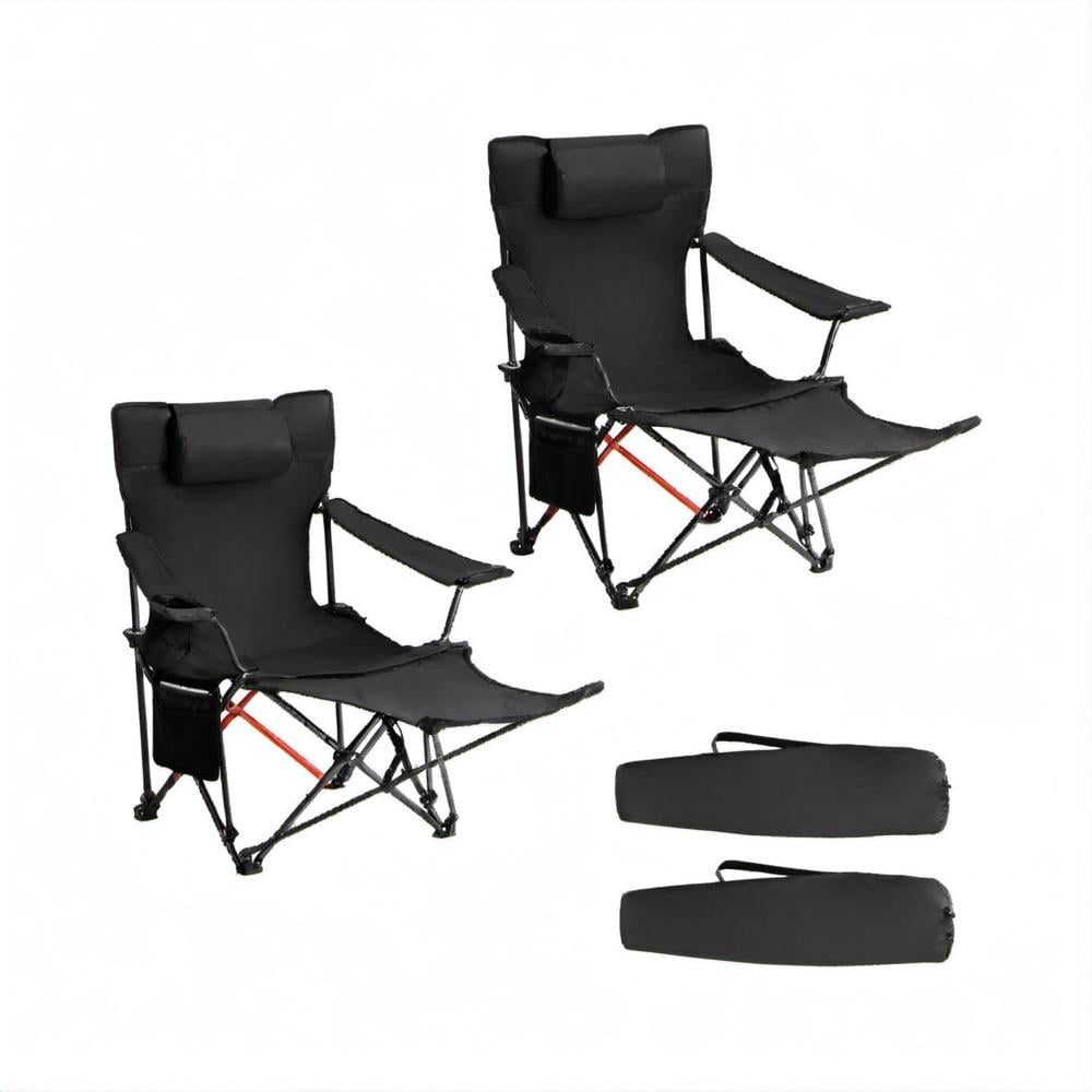 2-in-1 Reclining Camping Chair Set - Portable Lounge Chairs with ...