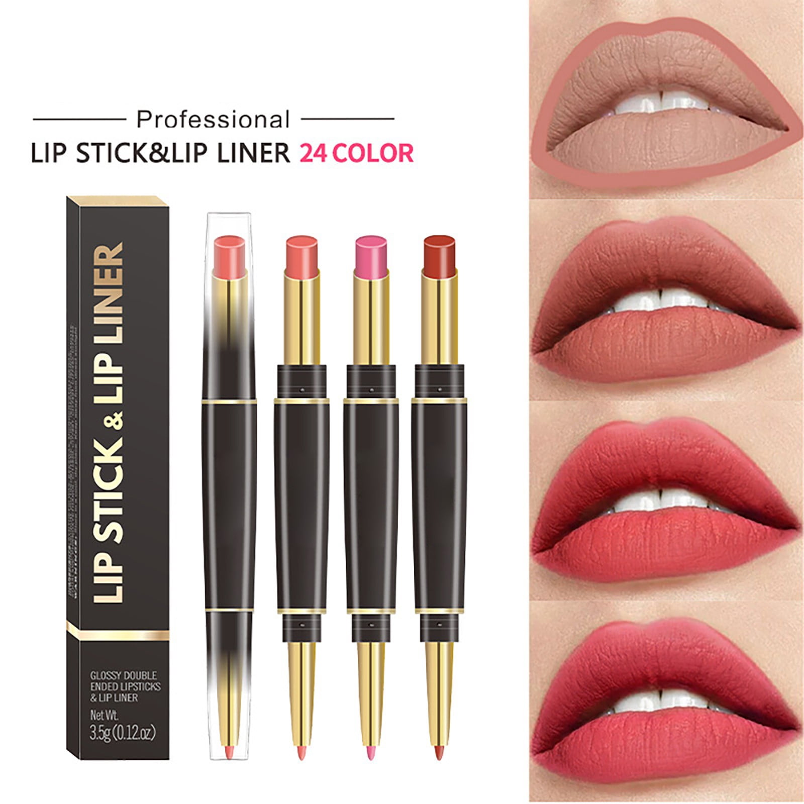 2-in-1 Red Metallic Lip Liner & Lipstick for Women, Lip Liner Lip ...