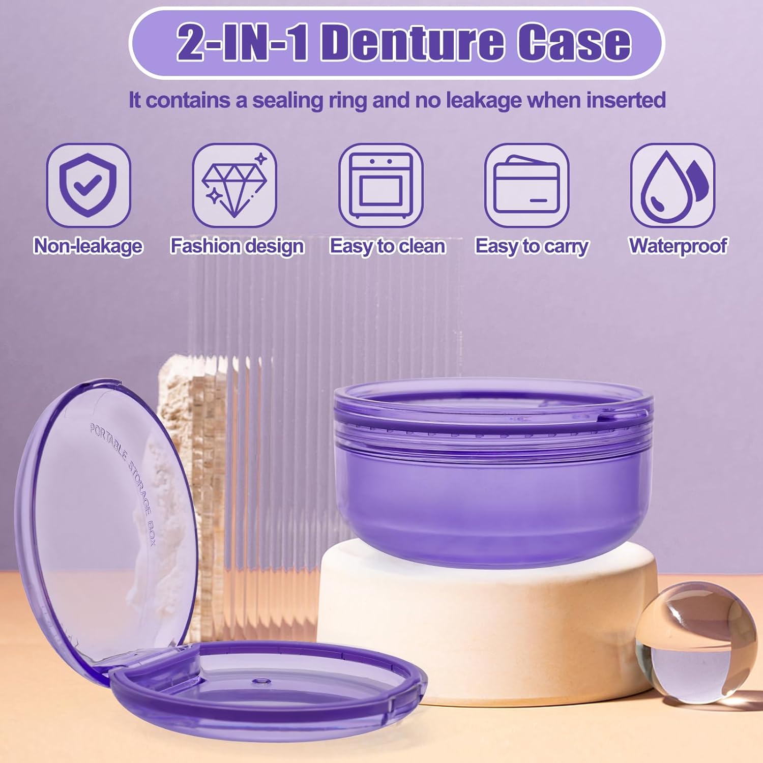2-in-1 Retainer Case Denture Case,2PCS Retainer Case with Strainer ...