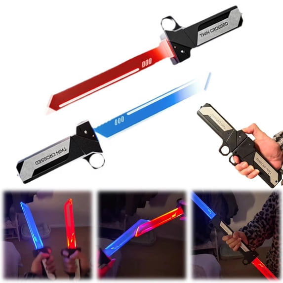2-in-1 Reversible LED Light Sword, Retractable Dual-Color (Red/Blue ...