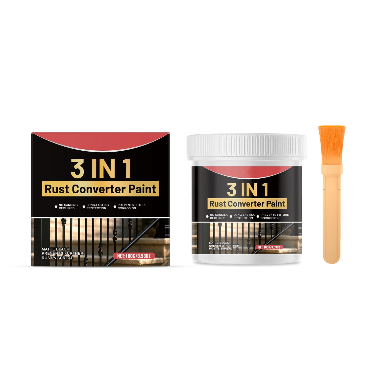 2-in-1 Rust Converter & Metal Primer, 3.5oz Black Rust Inhibitor Paint ...
