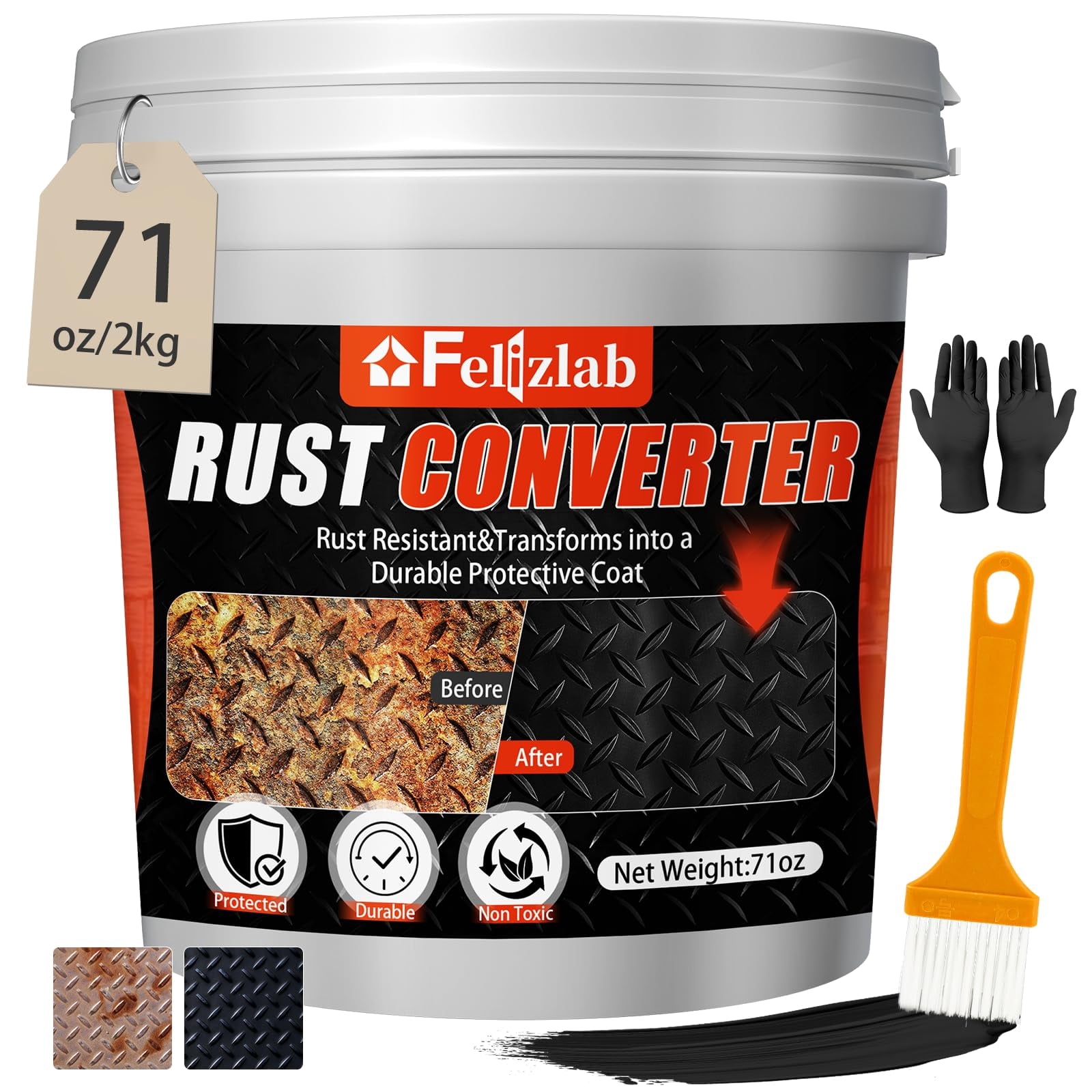 2-in-1 Rust Converter & Metal Primer, 35 Floz Automotive Rust Remover ...
