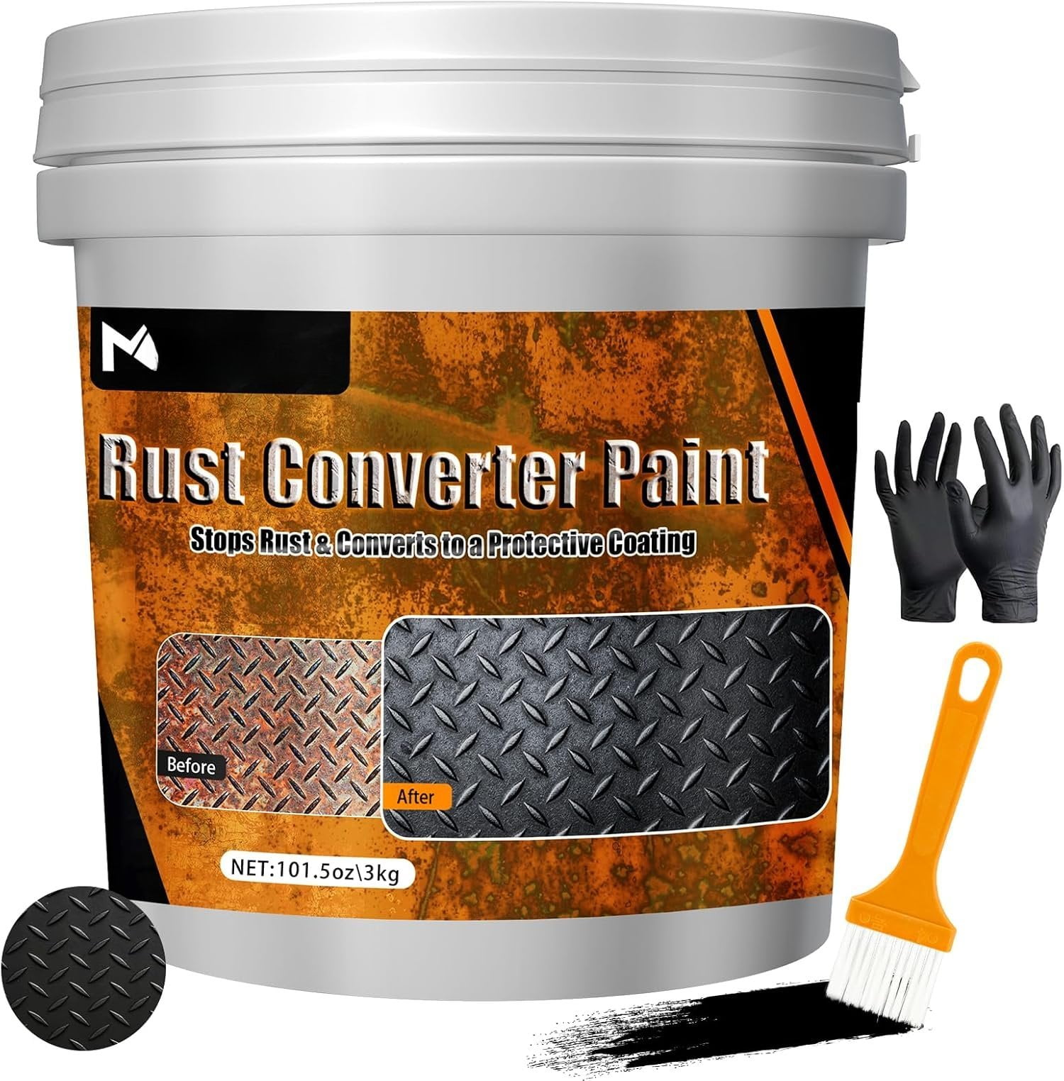 2-in-1 Rust Converter & Primer, 101.5oz Black Rust Inhibitor for ...