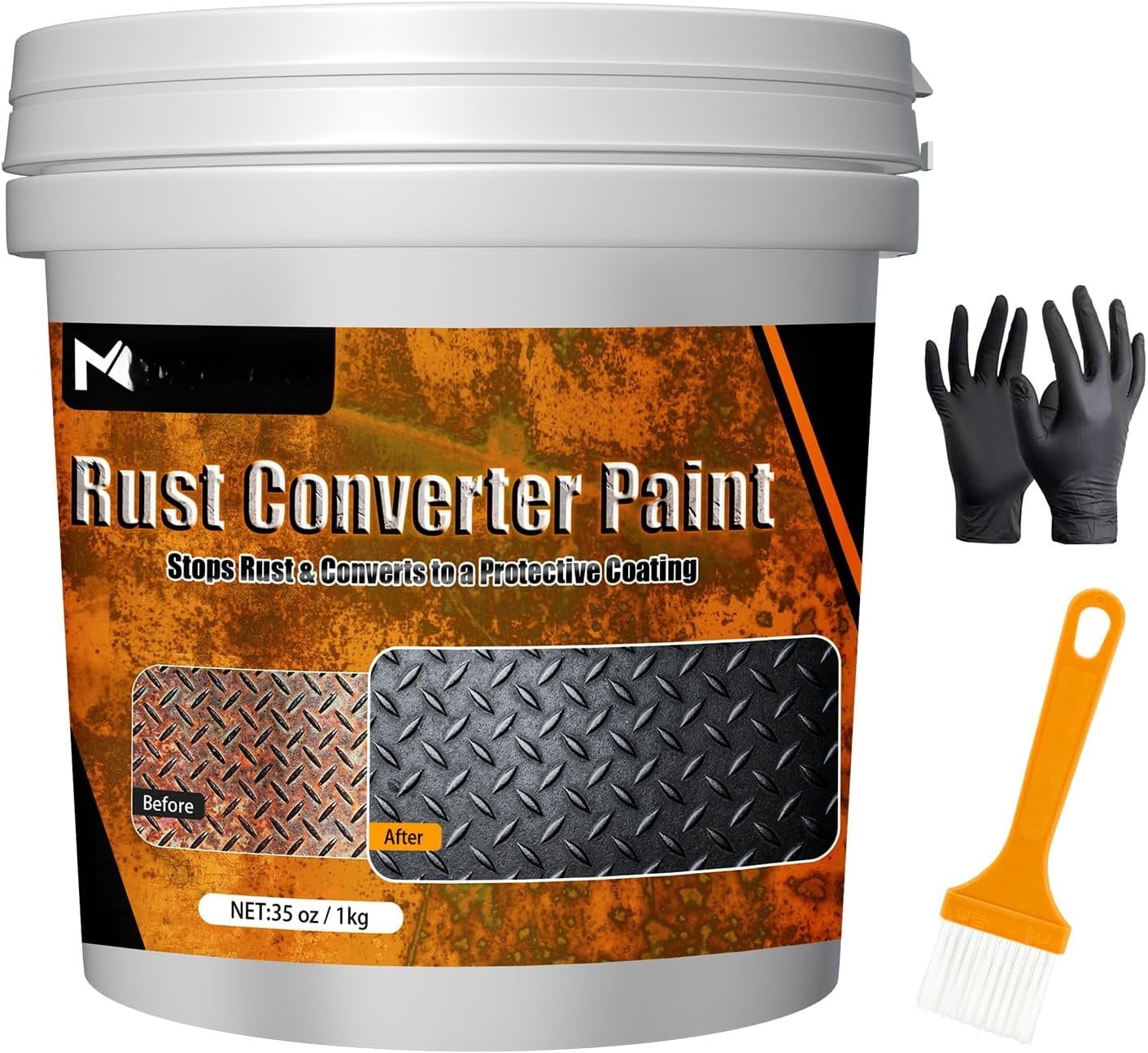 2-in-1 Rust Converter & Primer, 34.9oz Black Rust Inhibitor for ...