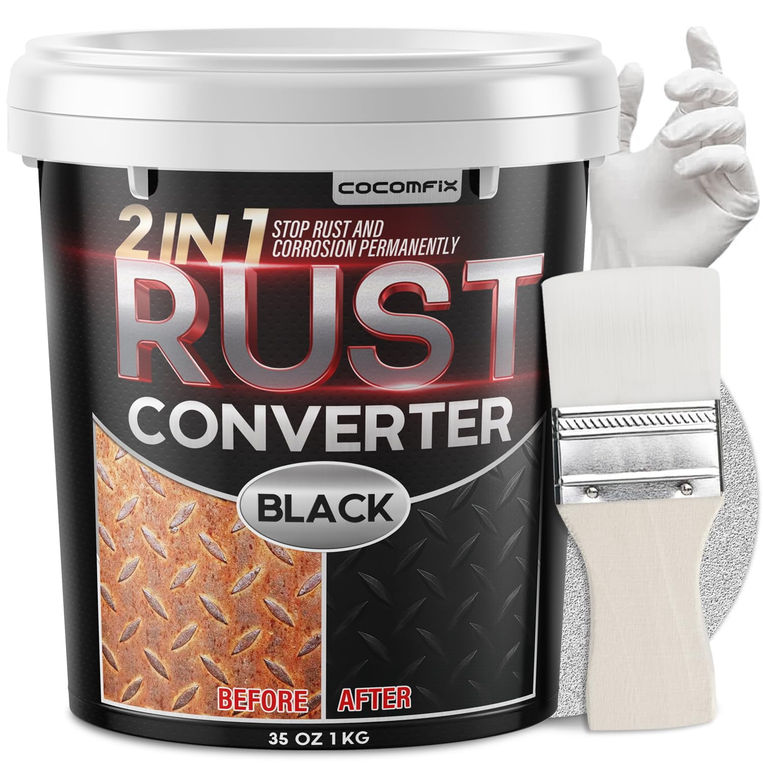 2-in-1 Rust Converter & Rust Paint, 35 oz Car Rust Converter for Metal ...